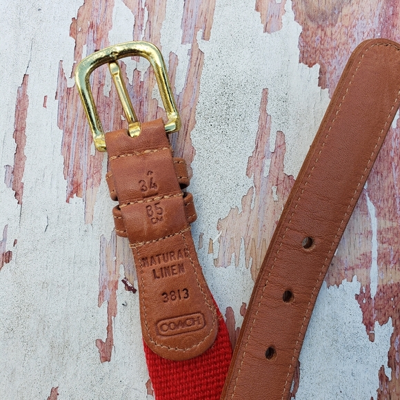 Coach | Accessories | Coach Red Linen Belt | Poshmark